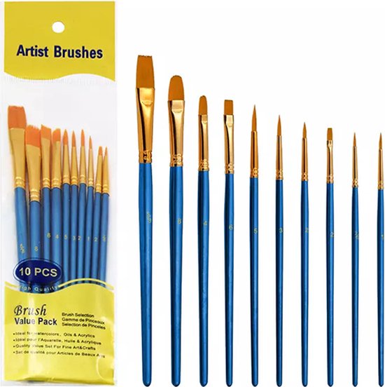 Penselen - Set van 10 stuks - Blauw - Kwasten - Verven - Schilderen ...