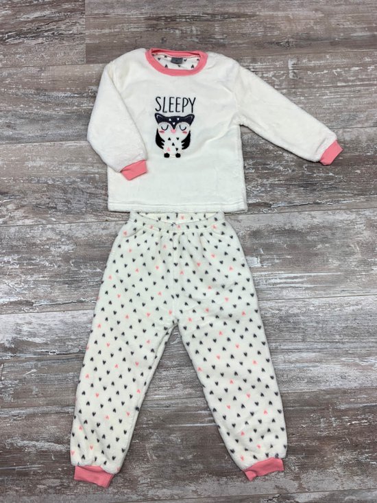 Meisjes pyjama - huispak fleece 291314 wit 92 | bol.com