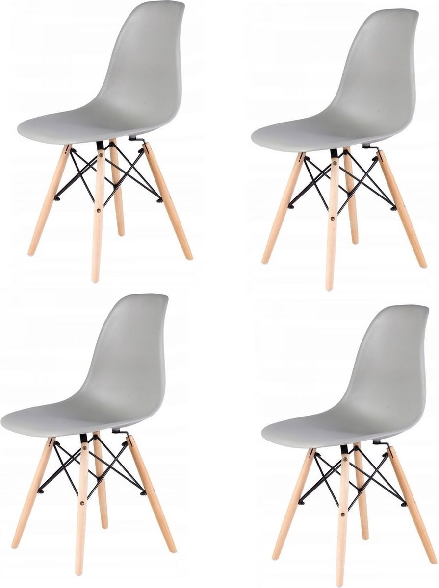 Eetkamer stoelen - set van 4 eettafel stoelen - hout & kunststof ...