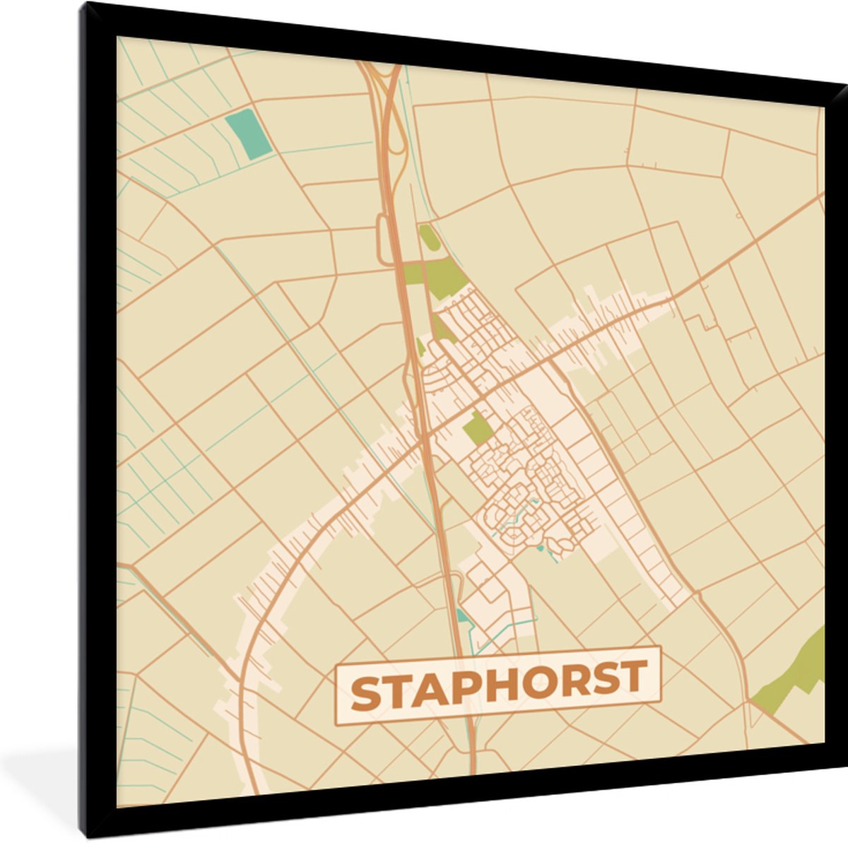 Fotolijst incl. Poster - Stadskaart - Kaart - Staphorst - Plattegrond ...