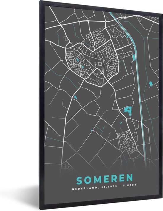 Fotolijst incl. Poster - Someren - Kaart - Stadskaart - Plattegrond ...