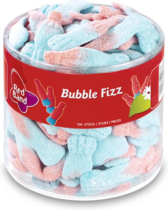 Red Band Bubble Fizz 1 pot à 100 stuks - Zacht snoep - Zure snoepjes ...