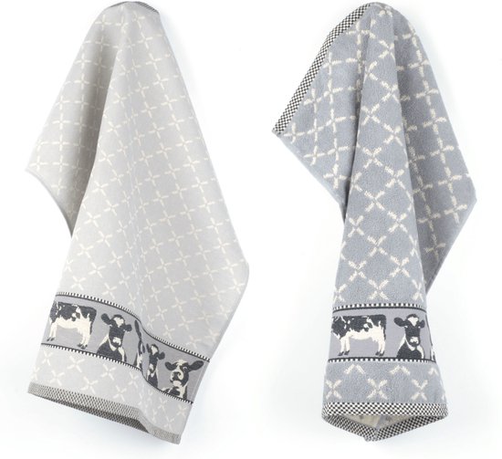 Luxe Keukendoek en Theedoek Koe Grijs van Bunzlau Castle | 100% ...