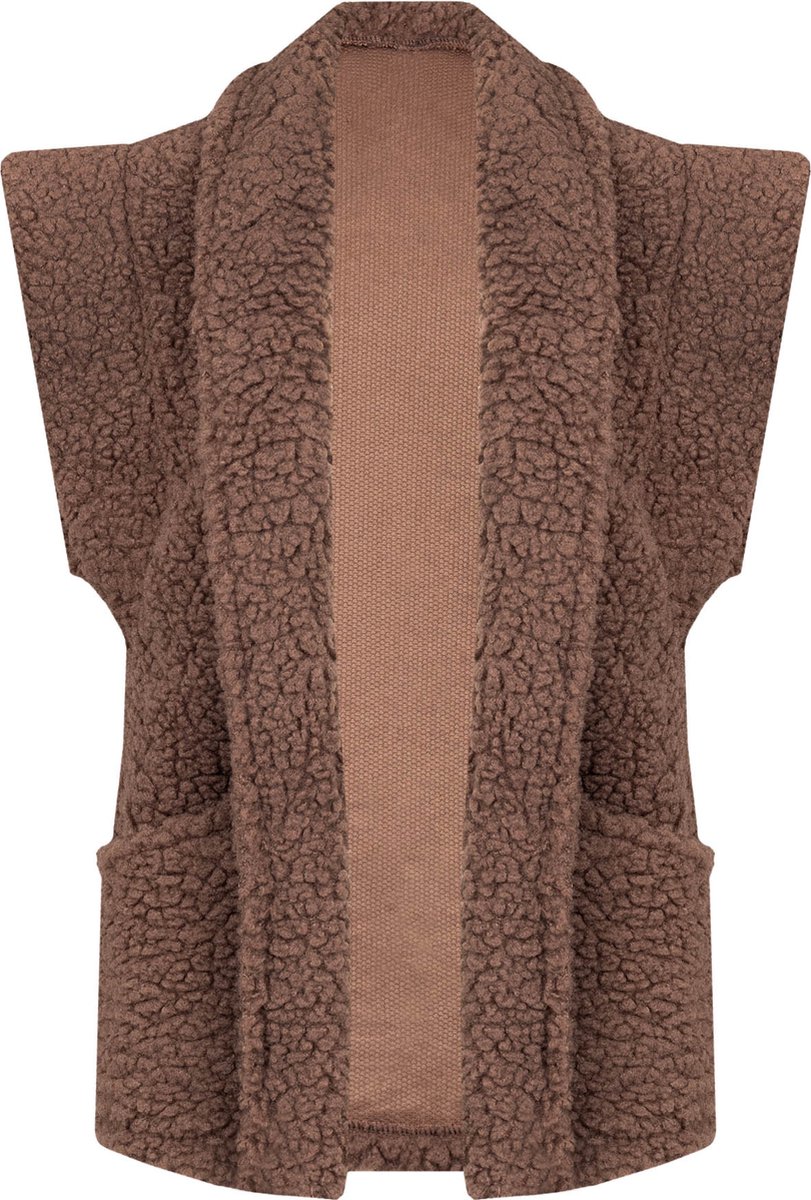 Teddy open gilet taupe | bol.com