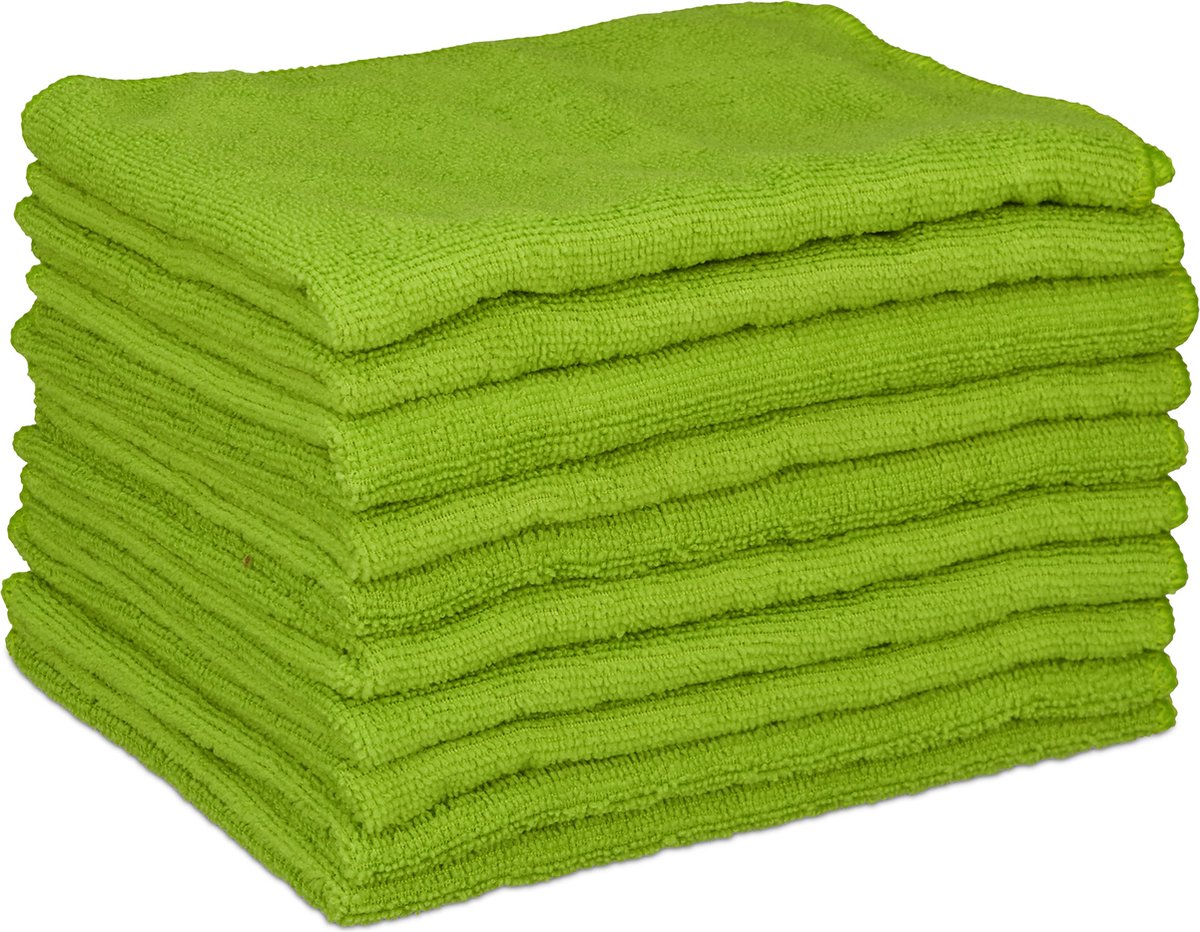 Relaxdays 10x microvezeldoek - groen - wonderdoekjes - microfiber doek ...