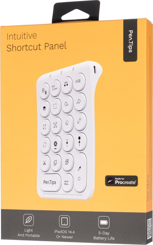 PenPad | Wit | iPad | Procreate | Sneltoetsen | Toetsenbord | Tekenen | bol