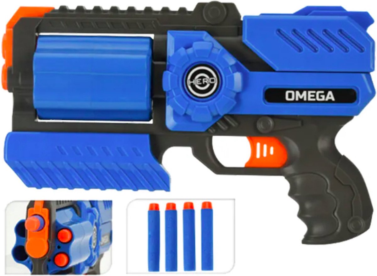 Dart Gun - Nerf -Pistool- Sniper-Omega Met 6 Darts Blauw 25cm | bol.com