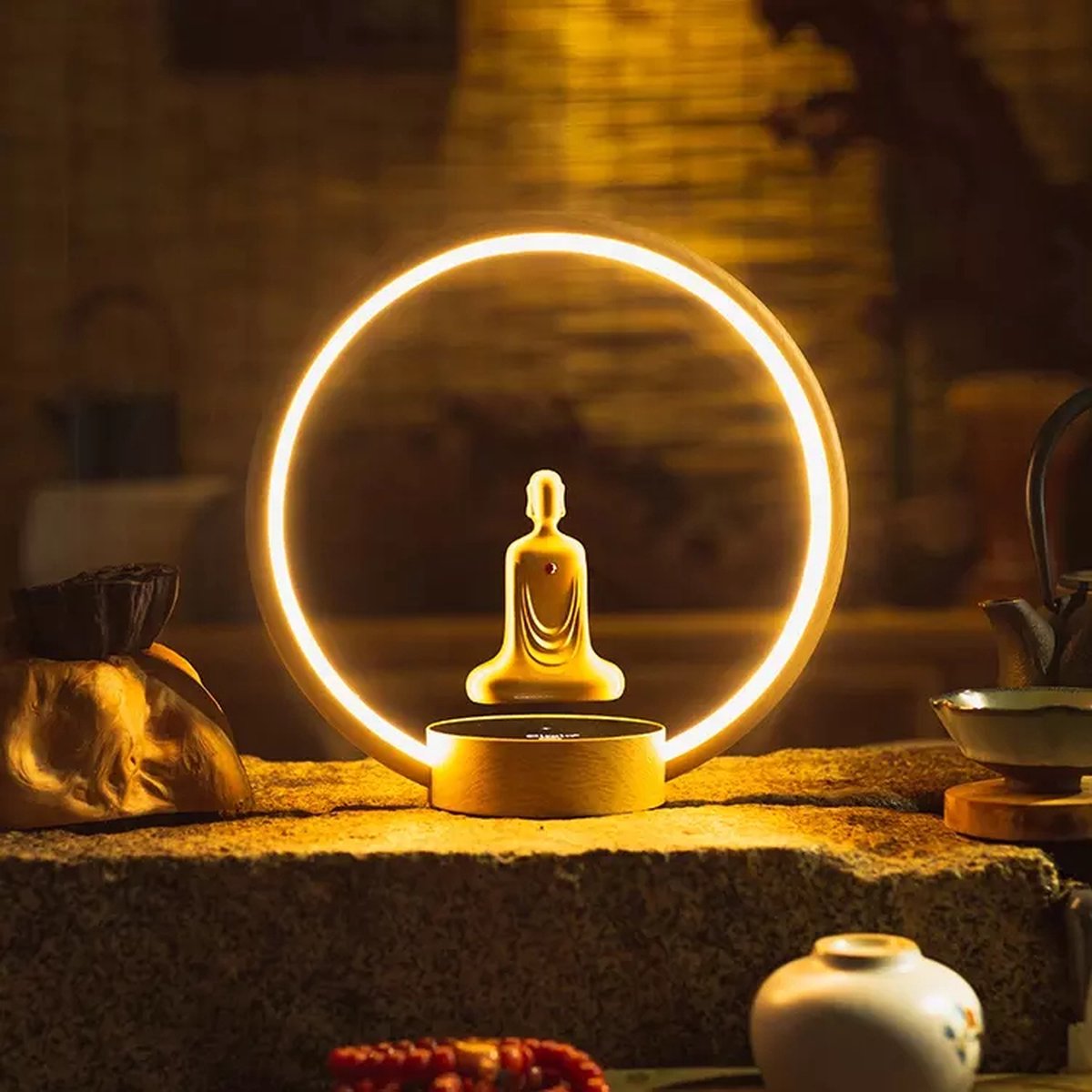 Juulz® zwevende buddha lamp - 3D buddha - draaiende buddha ...