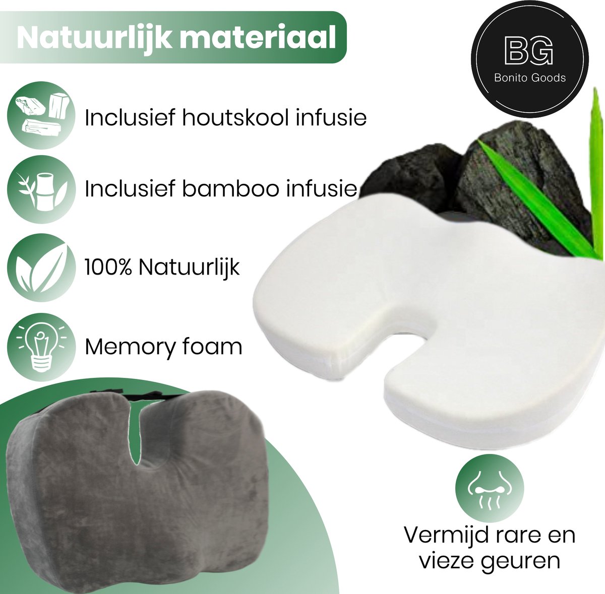 Bonito Goods® Zitkussen – Orthopedisch & Ergonomisch – Wigkussen ...
