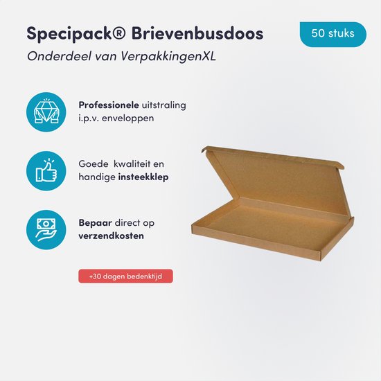 Specipack Brievenbusdoos A5 Bruin - 50 stuks - Verzenddozen met Extra ...