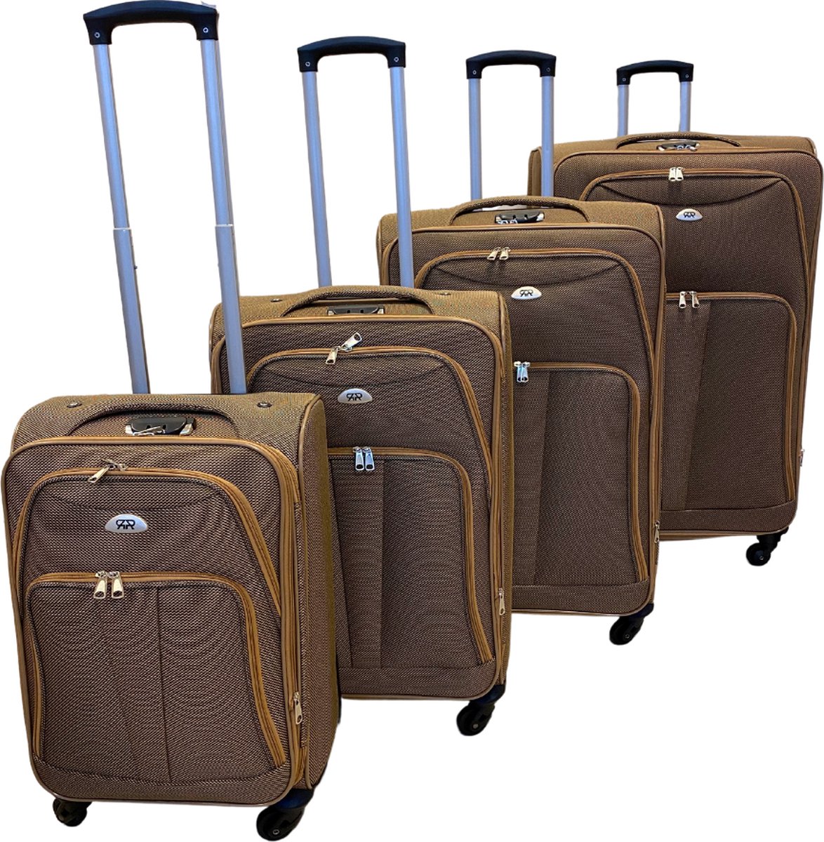 KOFFERSET 4 DELIG POLYESTER KHAKI KLEUR ,KOFFIE KLEUR | bol