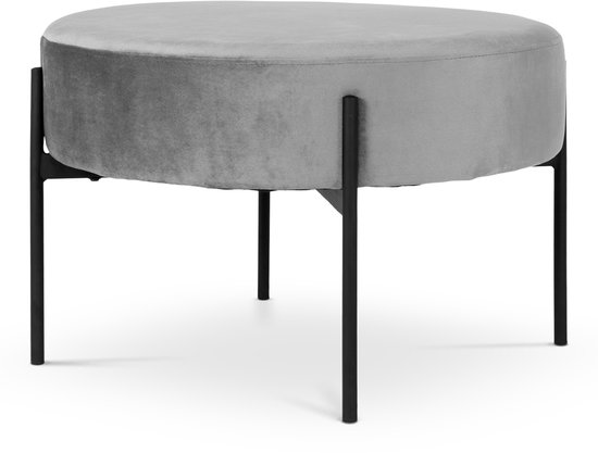 Jamie velvet poef grijs - Ø 61 cm | bol.com