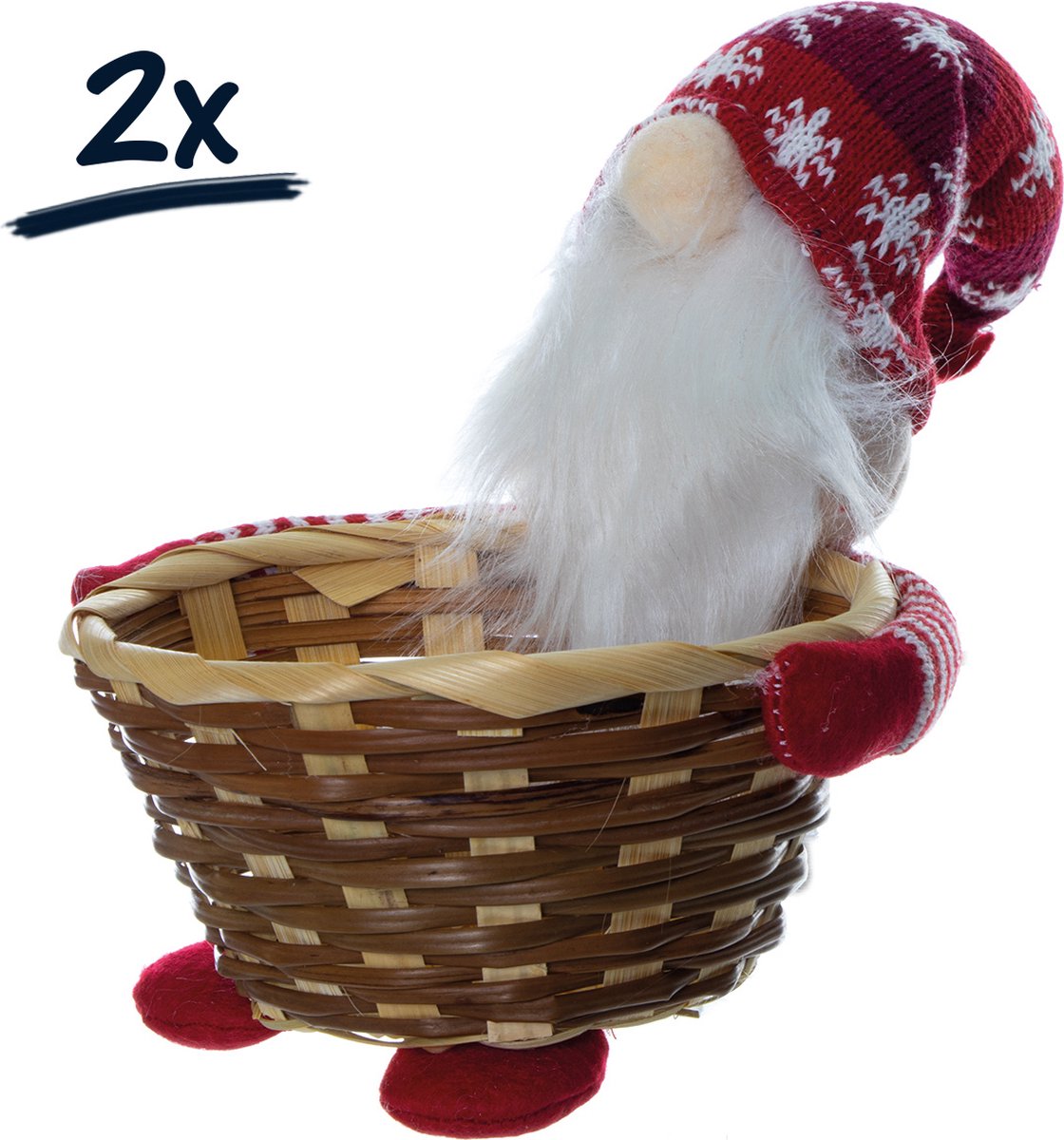 2x Gnoom kabouter met mandje dwerg kerst kerstmis decoratie kerstboom | bol