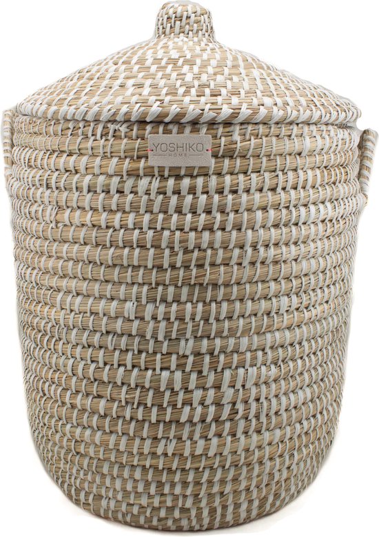 Rieten mand met deksel / wasmand / opbergmand - Rezaul Naturel Large | bol.com