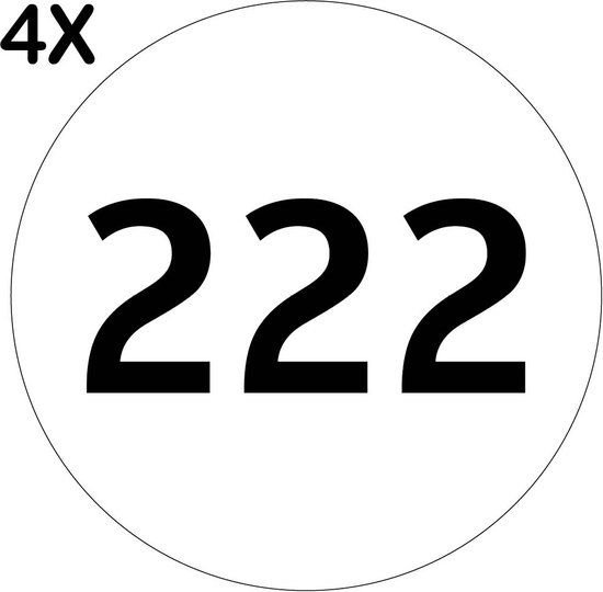 Containerstickers Huisnummer "222" - 25x25cm - Wit met Zwarte Cirkel ...