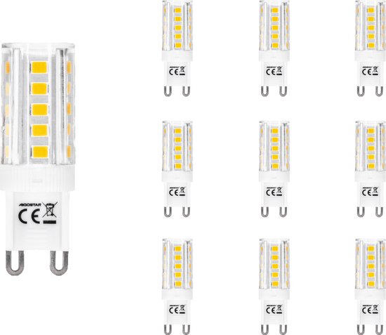 Set van 10 G9 LED Lampen - 3.5 Watt - 350 Lumen - 3000K Warm wit - Steeklamp - LED... | bol.com