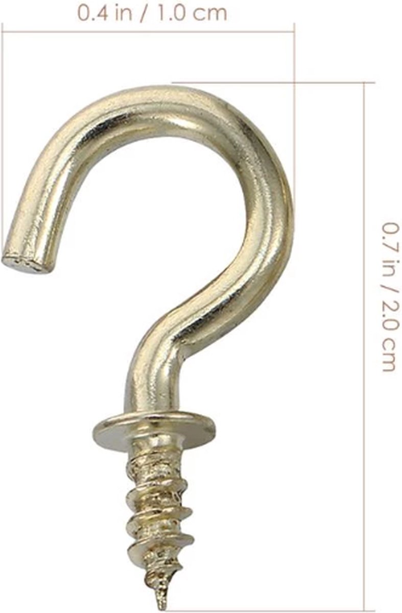 FSW-Products - 20 Stuks - Schroefhaken - Schroef Haak - 20mm - Goud ...