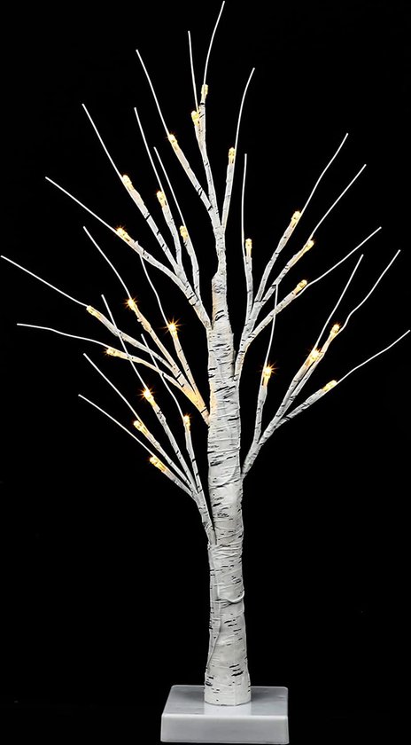 Flightmode- LED Berk Met Verlichting Batterij Aangedreven Wit Kunst Tak ...