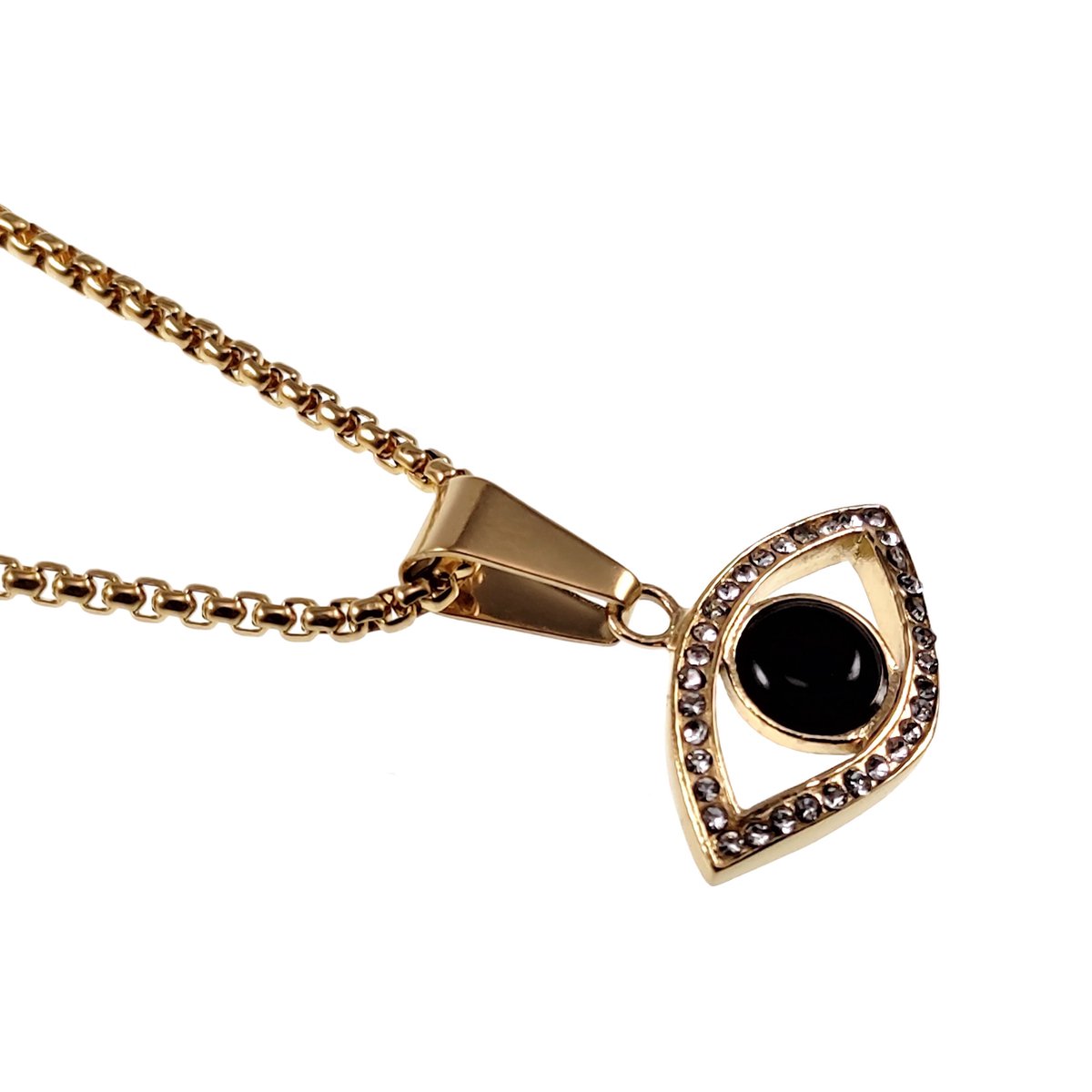 60cm x 3,5mm Jasseron Ketting + Turks Ooghanger Unisex - Verguld Stalen - Oog Van... | bol.com