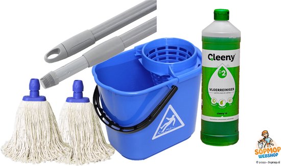 Complete Professionele Dweil set met Dweilemmer Met Uitwringkorf 14L ...