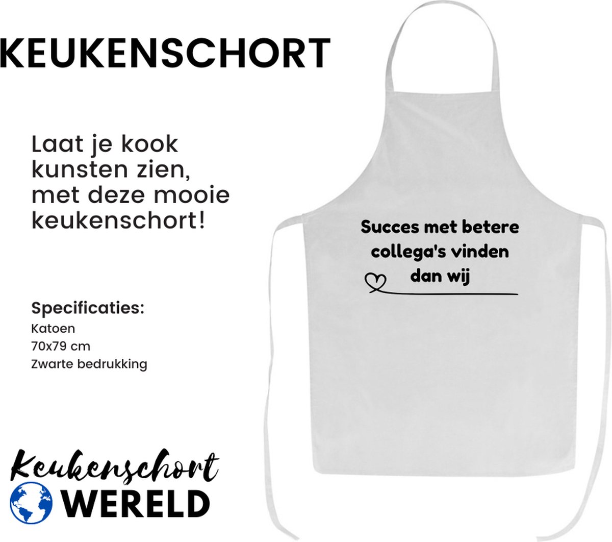 succes met betere collega's vinden dan wij keukenschort – afscheid collega – geschenk... | bol.com