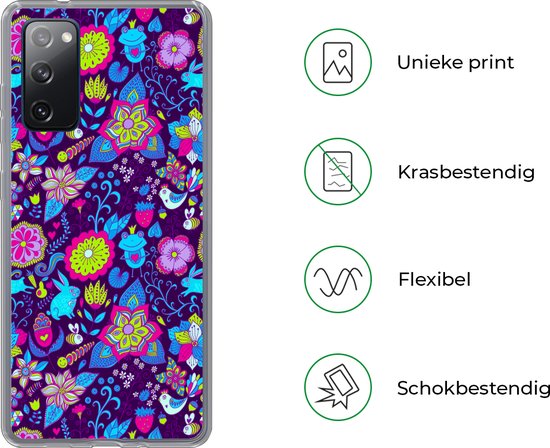 Telefoonhoesje Geschikt voor Samsung Galaxy S20 FE hoesje - Meisjes - Konijn - Roze -... | bol