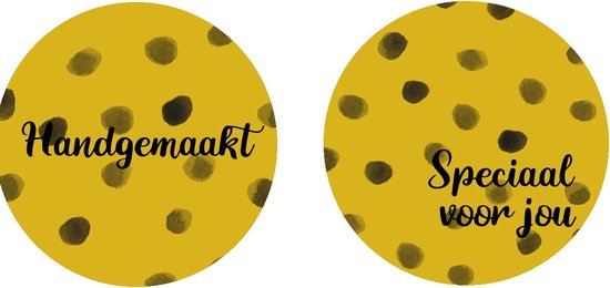 stickers Handgemaakt geel cadeaustickers sluitzegels 12 stuks 4.5 cm ...