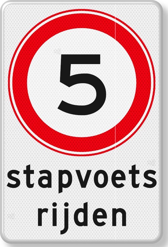 Verkeersbord stapvoets rijden 5 km - aluminium DOR Klasse 3 - 15 jaar ...