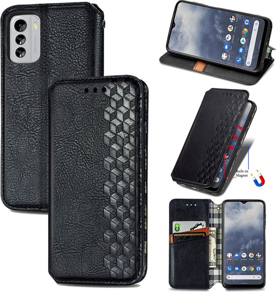 Luxe PU Lederen Ruitpatroon Wallet Case voor Nokia G60 _ Zwart | bol.com