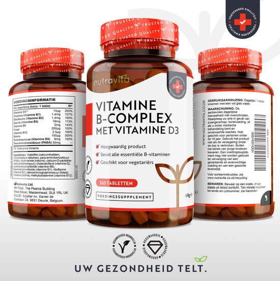Nutravita - Vitamine B Complex High Potency - 1 volledige jaarvoorraad ...