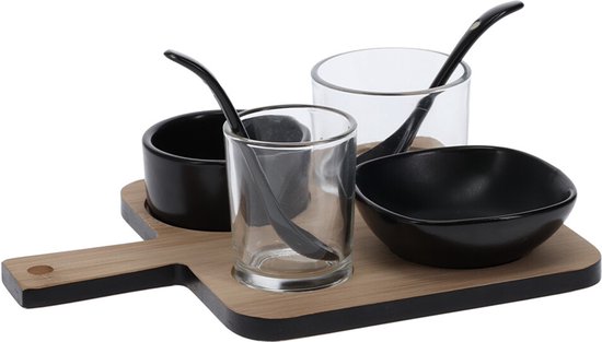 Excellent Houseware serveerplanken met 8 schaaltjes - glas - porselein ...