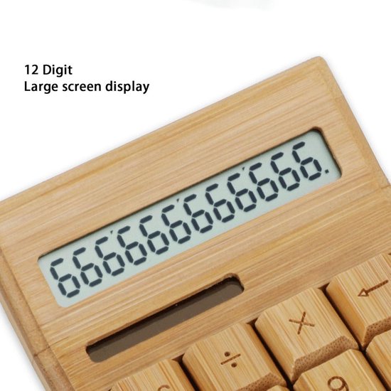 Houten Rekenmachine 12-Cijferig met Groot Display en Zonne-energie Voeding -... | bol