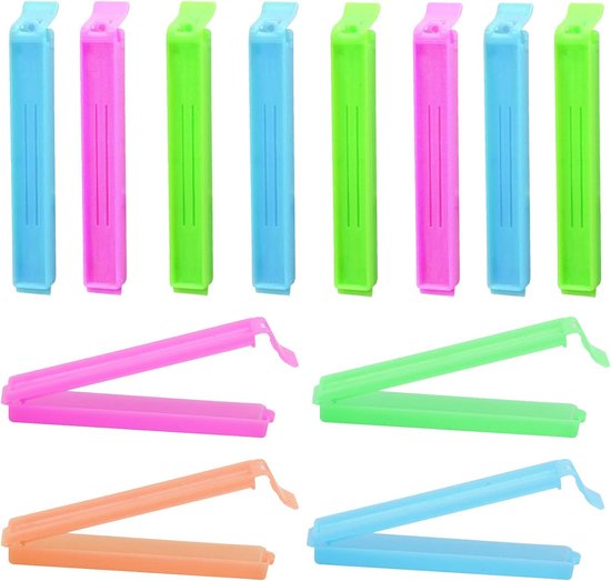 Pak met 50 sluitclips, plastic zakclips, kleurrijke diepvrieszakclips ...