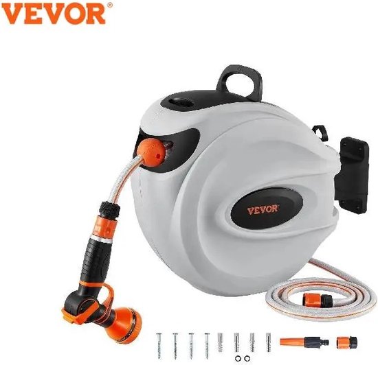 Vevor® Wandslangenbox 20 meter- Tuinslang met haspel - 9 Sproei standen ...