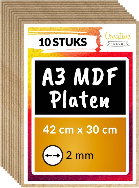 Creative Deco MDF Plaat A3 - Perfect voor lasersnijden en frezen - 420 ...