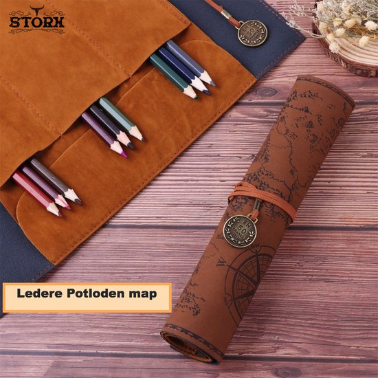Potloden map - Leder - Kadotip - Tekenen - Unieke kado - Storx - Map ...