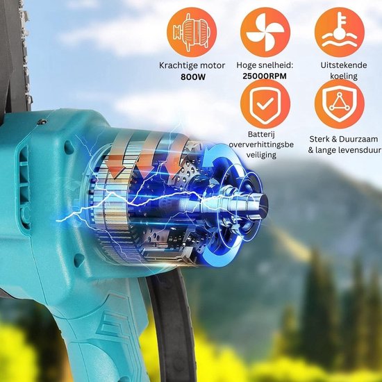Mini Kettingzaag met Accu - Elektrische Snoeizaag - Handzaag voor Hout ...