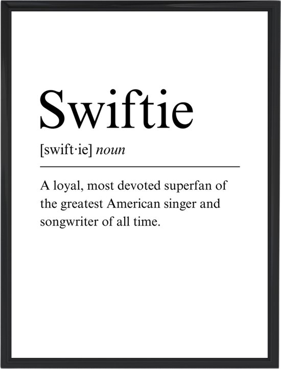 Ingelijste poster Swiftie | A4 formaat | Zwarte kunststof fotolijst ...