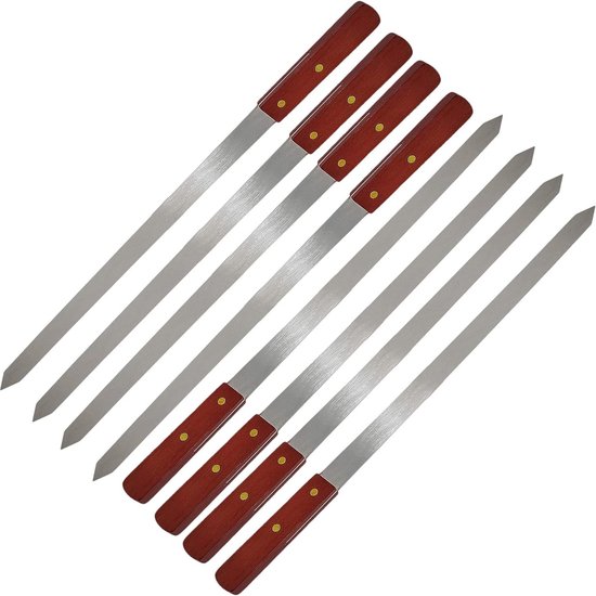 8 Pieces Stainless Steel Flat Kebabs - Adana Kebab 60 cm Meat Fork ...