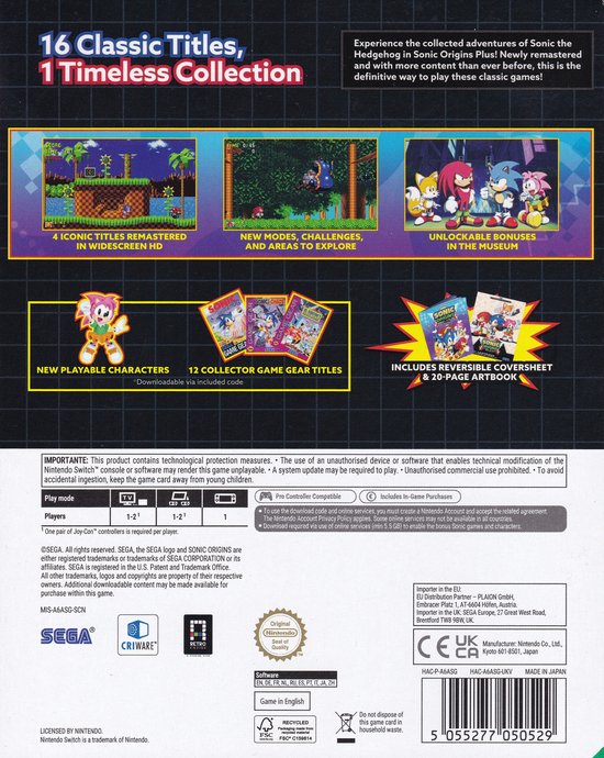 Sonic Origins Plus - Nintnendo Switch | Games | bol