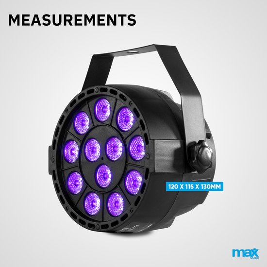 Blacklight Verlichting - MAX UV-Lamp - PAR met 12 Leds - 15 Watt - DMX ...