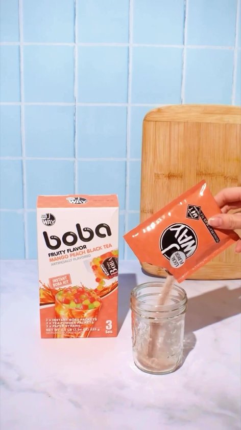 JWAY Instant Boba Bubble Tea – Mango Peach - 3 Porties | bol