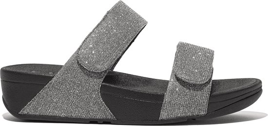 FitFlop Lulu Adjustable Shimmerlux Slides Vrouwen - Pewter | bol