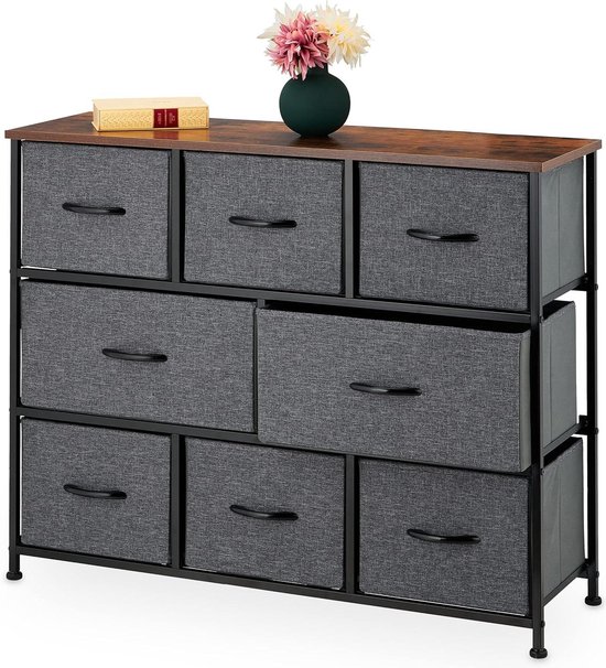 ladekast industrieel 785 x 100 x 30 cm - 8 lades - stof & metaal ...