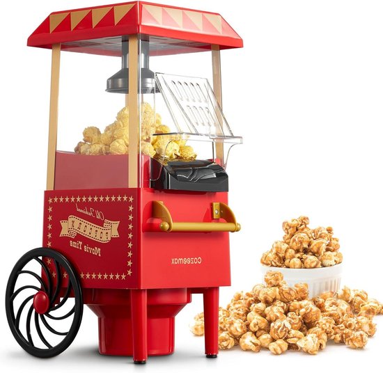 Popcornmachine retro 1200 W hete lucht popcornmachine zonder vet vetvrij olievrij... | bol