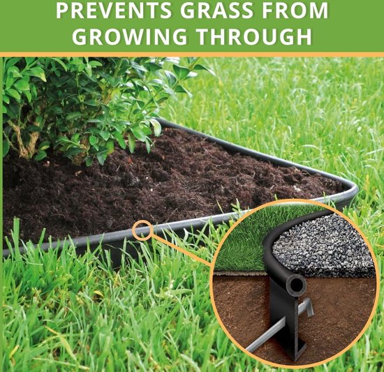 Flexibele Kunststof Gazonrand - 12 meter Lang - Bruin - Stay-in-Place ...