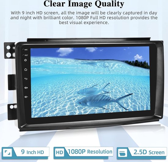 Smart - Android Autoradio - 9 Inch HD Touchscreen - Draadloze CarPlay ...