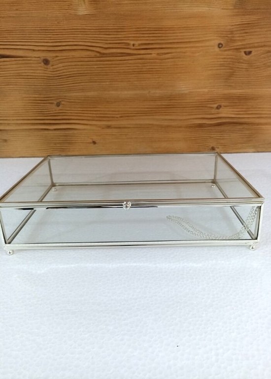 Glazen Display Kistje Doosje - Zilver - 20x10 x6 cm - Stolp Vitrine Box ...