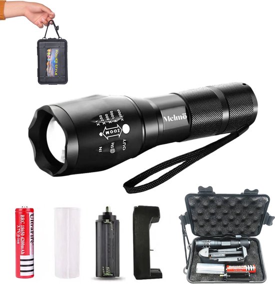 Melmö Zaklamp LED Set - Zaklamp LED - 1200 Lumen - Militaire Zaklamp ...