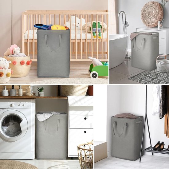 Grote opvouwbare wasmand 2-pack met lange handgrepen voor badkamer en slaapkamer - 80L... | bol